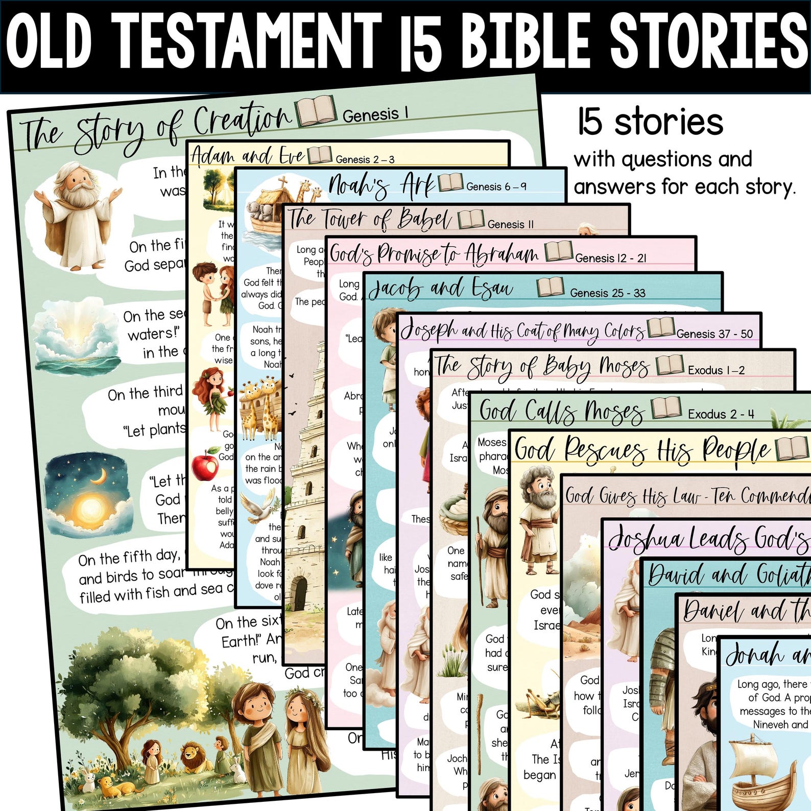 15 Old Testament Bible Stories Made Simple for Kids - Printable Lessons ...