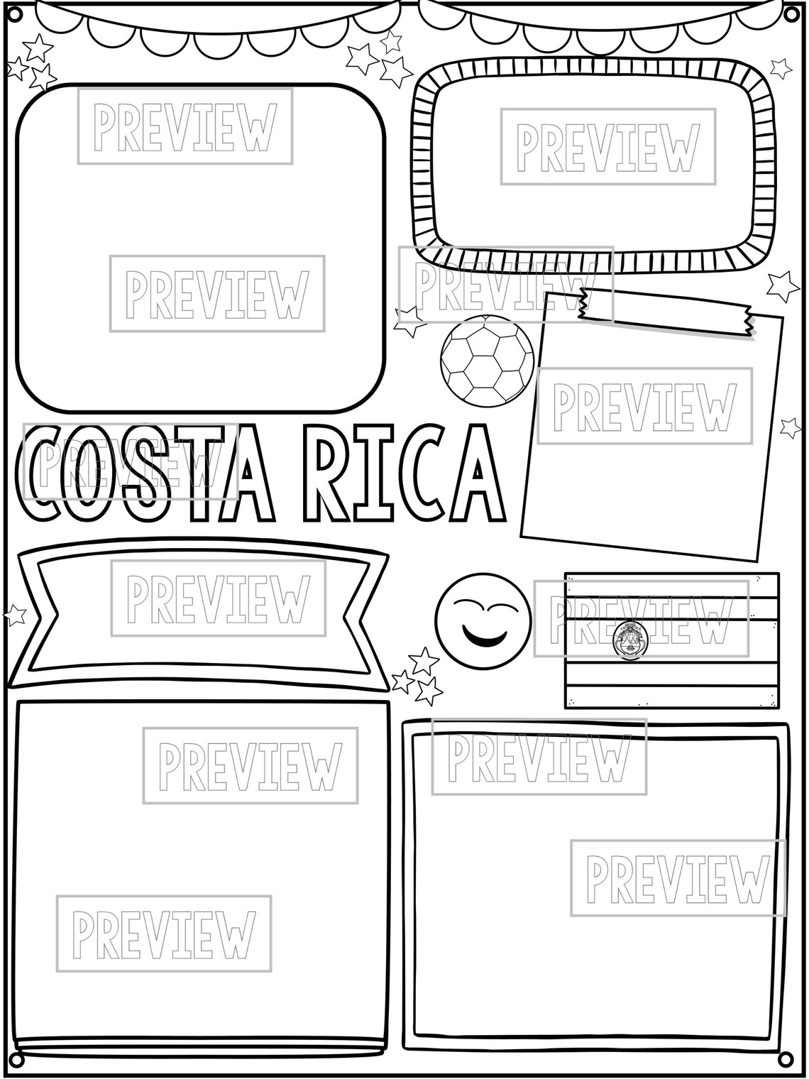 Costa Rica Coloring Page and Graphic Organizer Country Study Printable ...