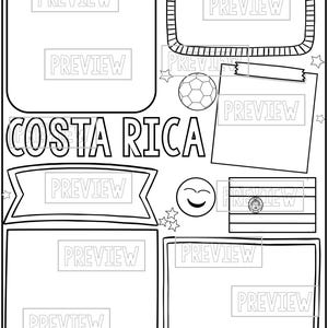 Costa Rica Coloring Page and Graphic Organizer Country Study Printable ...