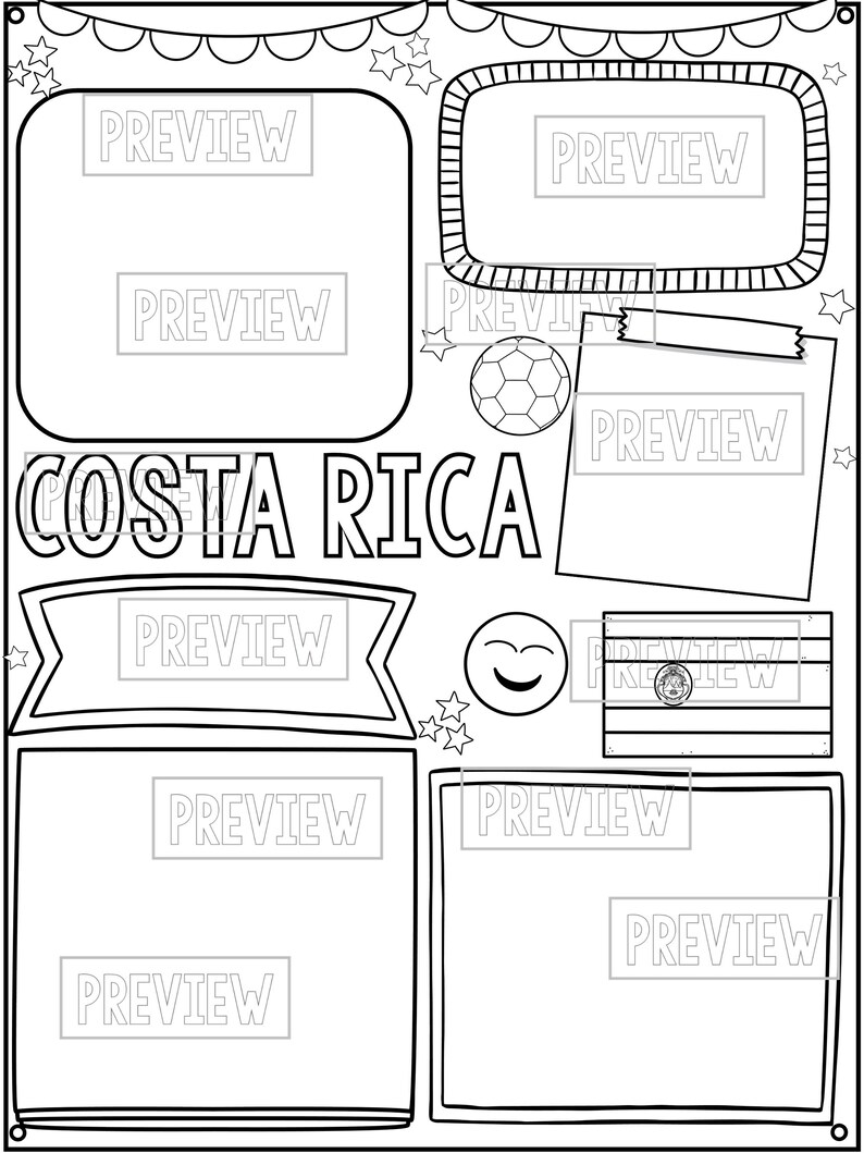 Costa Rica Coloring Page and Graphic Organizer Country Study Printable ...
