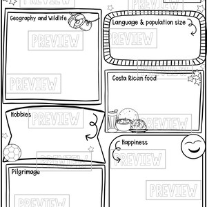 Costa Rica Coloring Page and Graphic Organizer Country Study Printable ...