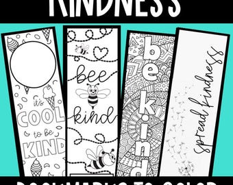 Kindness Bookmarks to Color, 12 Designs, Printable PDF Activity ...