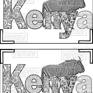 Kenya Coloring Page and Graphic Organizer Country Study Printable Fact ...