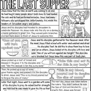 The Last Supper Bible Lesson Coloring Page and Comprehension Activities ...