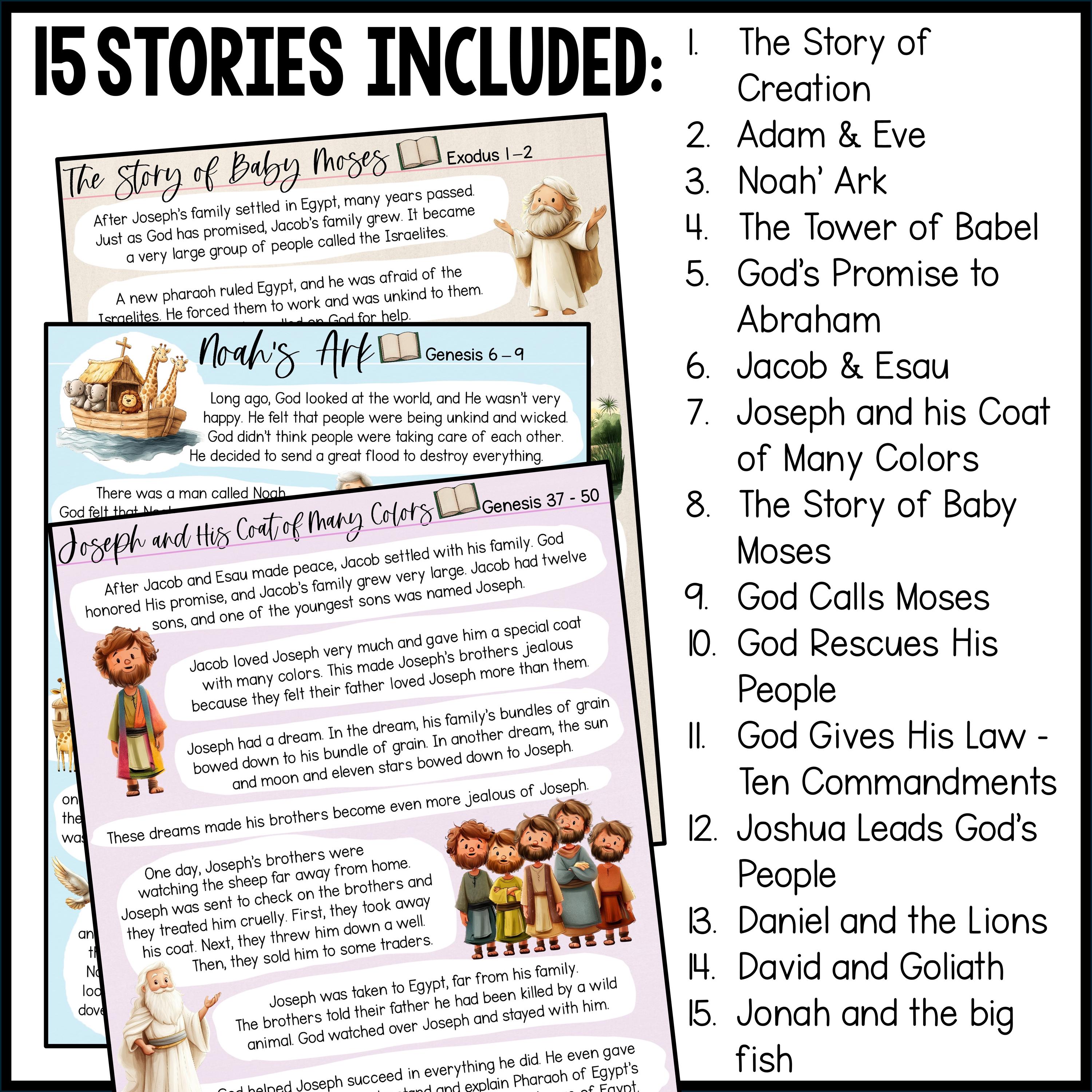 15 Old Testament Bible Stories Made Simple for Kids - Printable Lessons ...