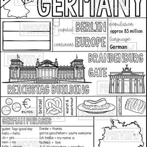 Germany Coloring Page and Graphic Organizer Country Study Printable ...