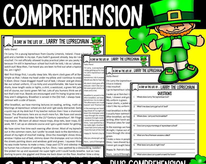Reading Comprehension for St. Patrick's Day - Etsy