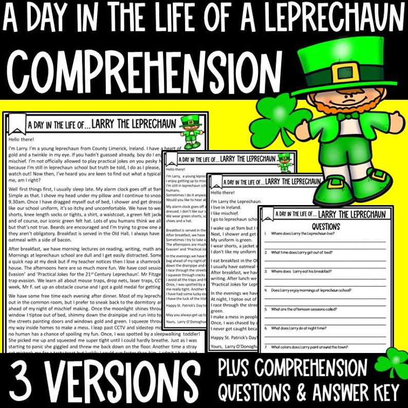 Reading Comprehension for St. Patrick's Day - Etsy