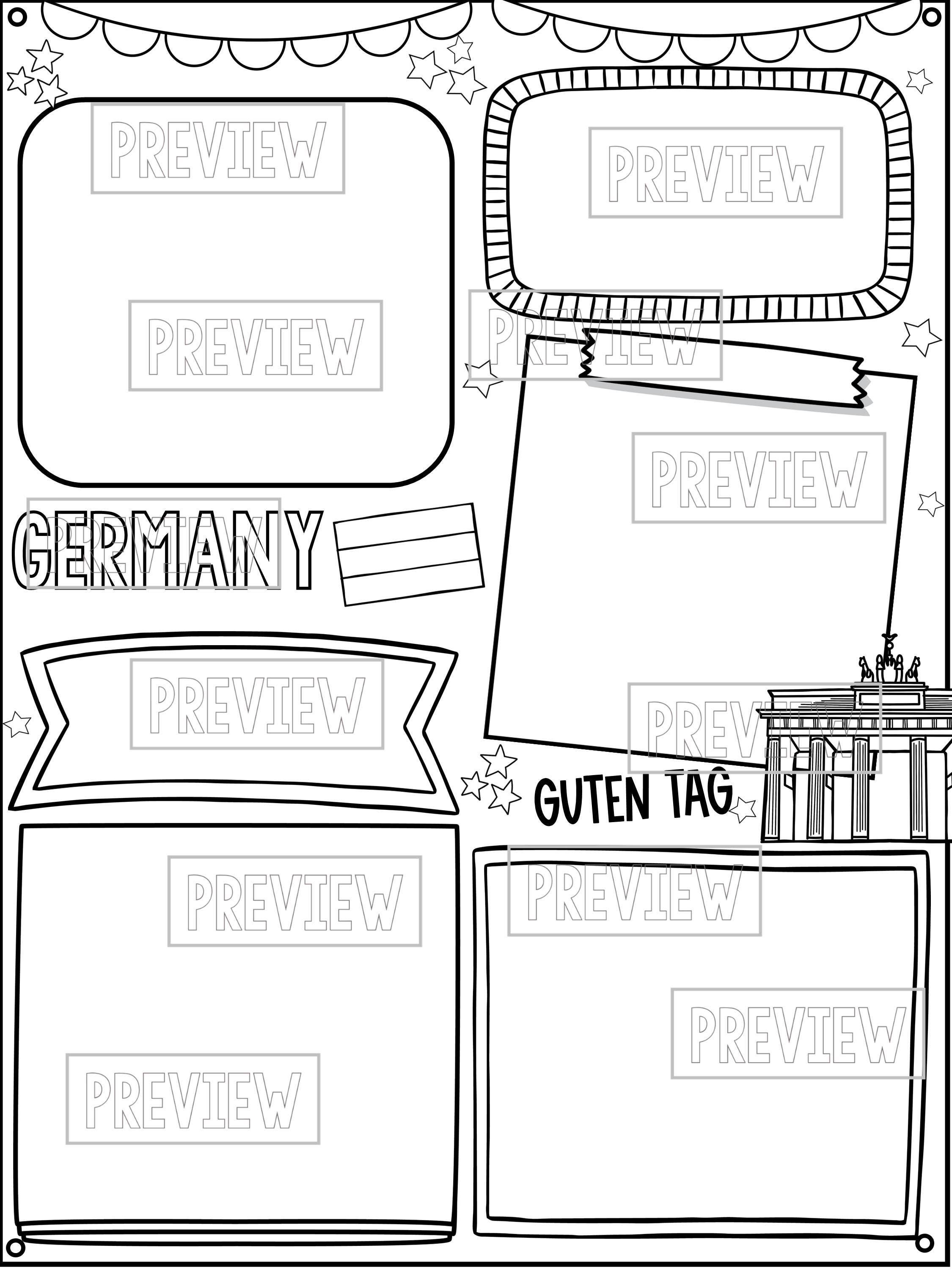 Germany Coloring Page and Graphic Organizer Country Study Printable ...