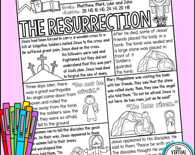 The Resurrection Bible Lesson Coloring Page and Comprehension ...