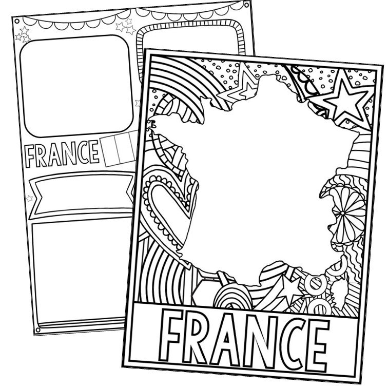 France Coloring Page and Graphic Organizer Country Study Printable Fact ...