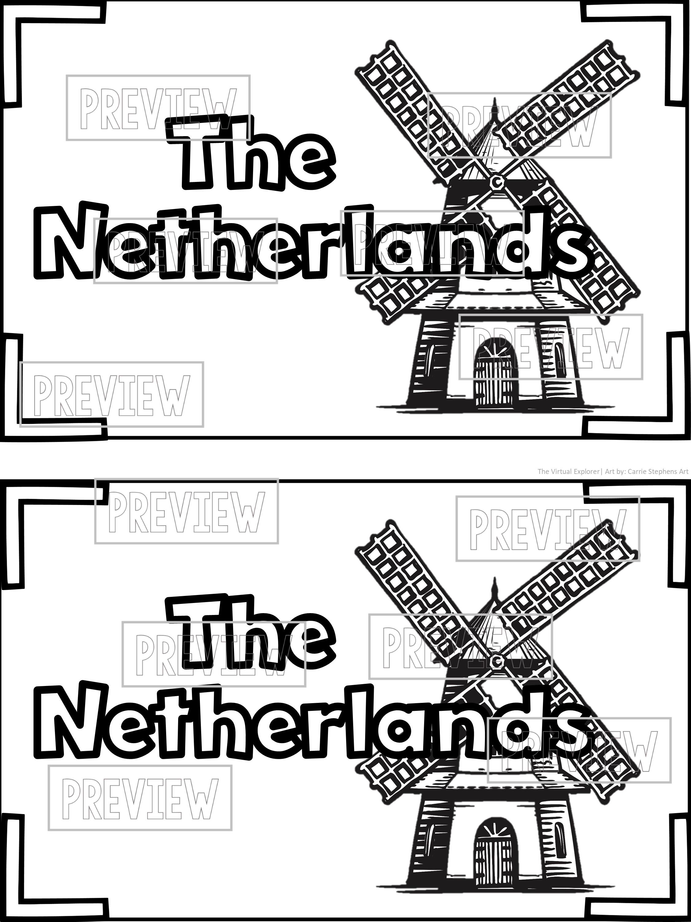 The Netherlands Coloring Page and Graphic Organizer Country Study ...