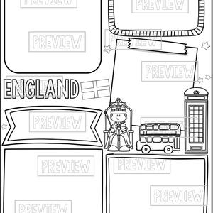 England Coloring Page and Graphic Organizer Country Study Printable ...