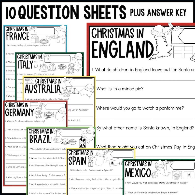 Christmas Holidays Around the World 10 Countries Printables for ...