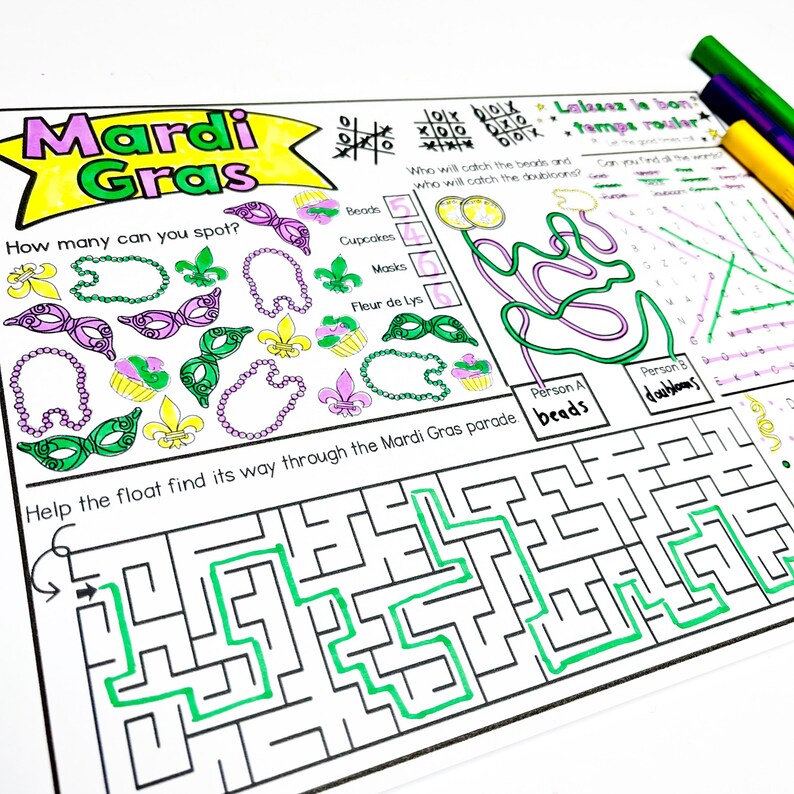 Mardi Gras Activities- Coloring Page, Mardi Gras Masks Craft, Activity ...