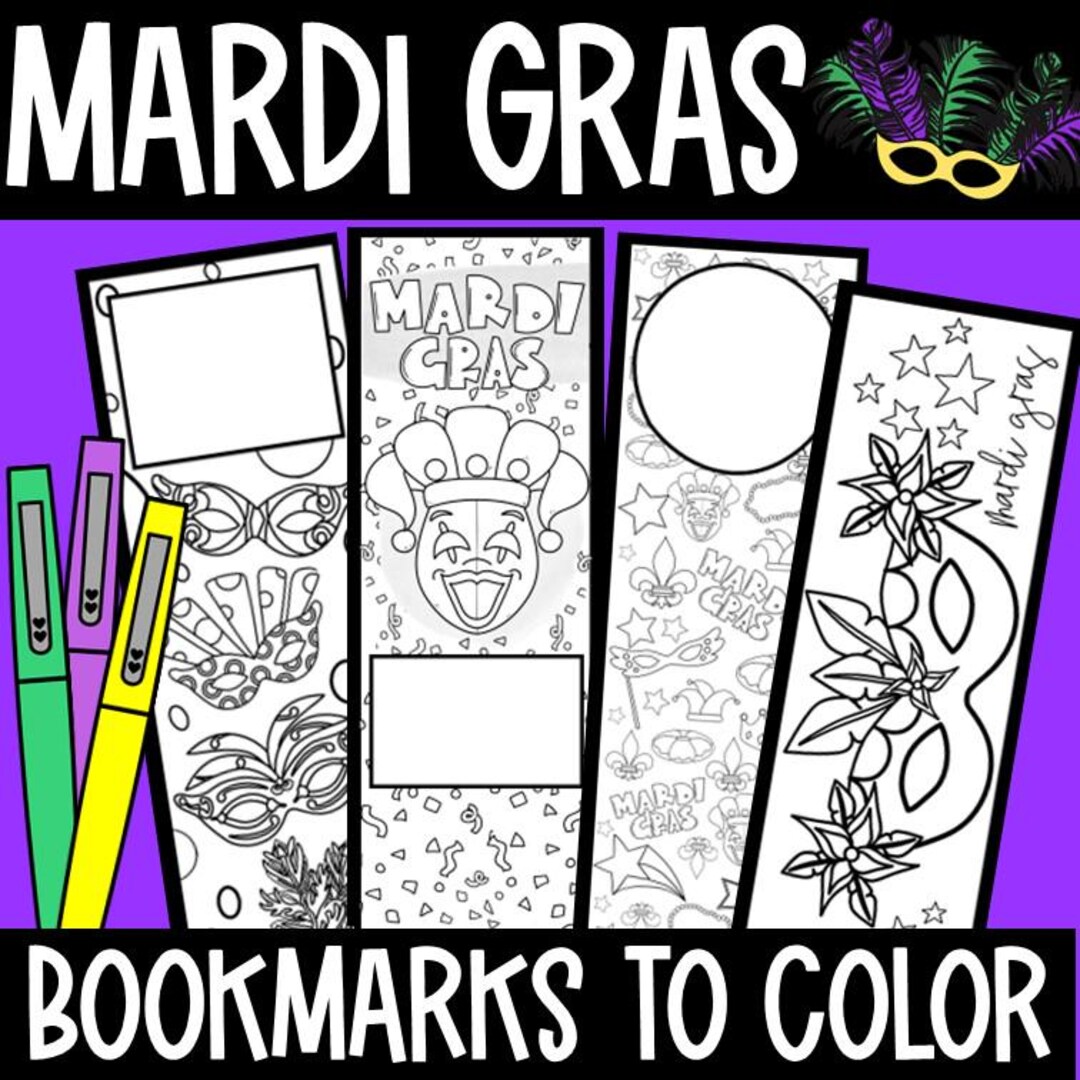 Mardi Gras Bookmarks Easy No Prep Mardi Gras Activity for Teachers and ...