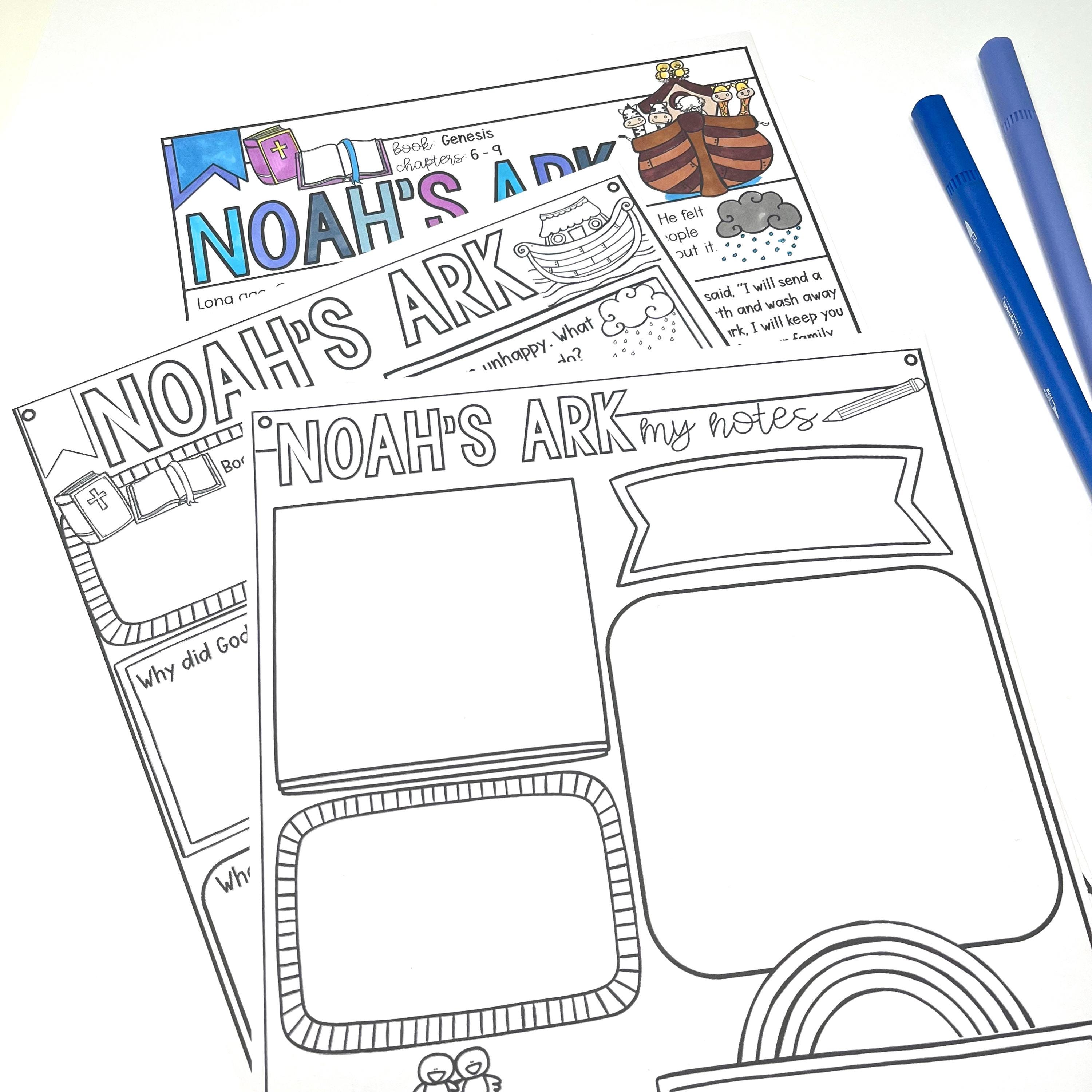 Noah's Ark Bible Lesson Coloring Page, Activity Placemat and ...