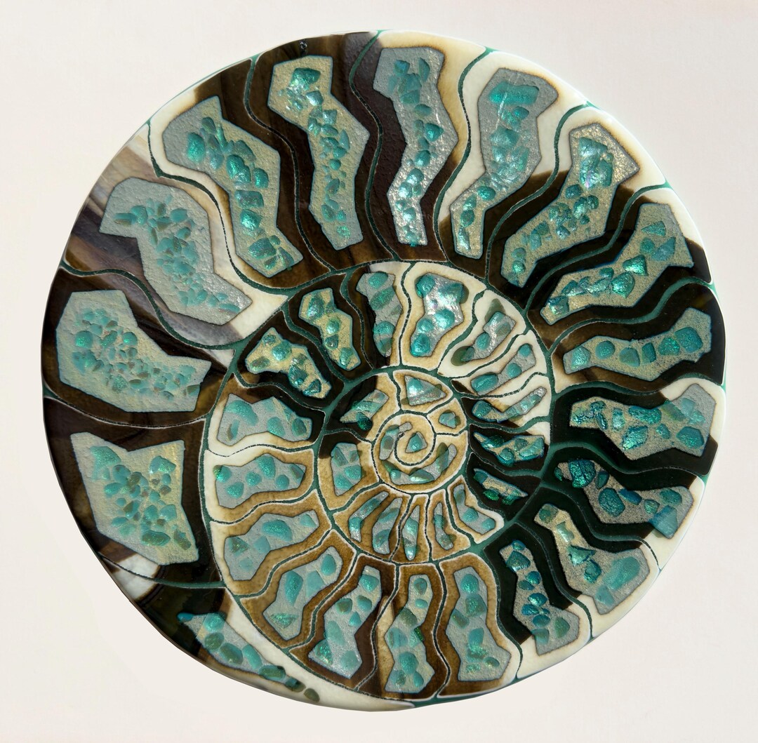 Green Glass Ammonite Art Sculpture - Etsy