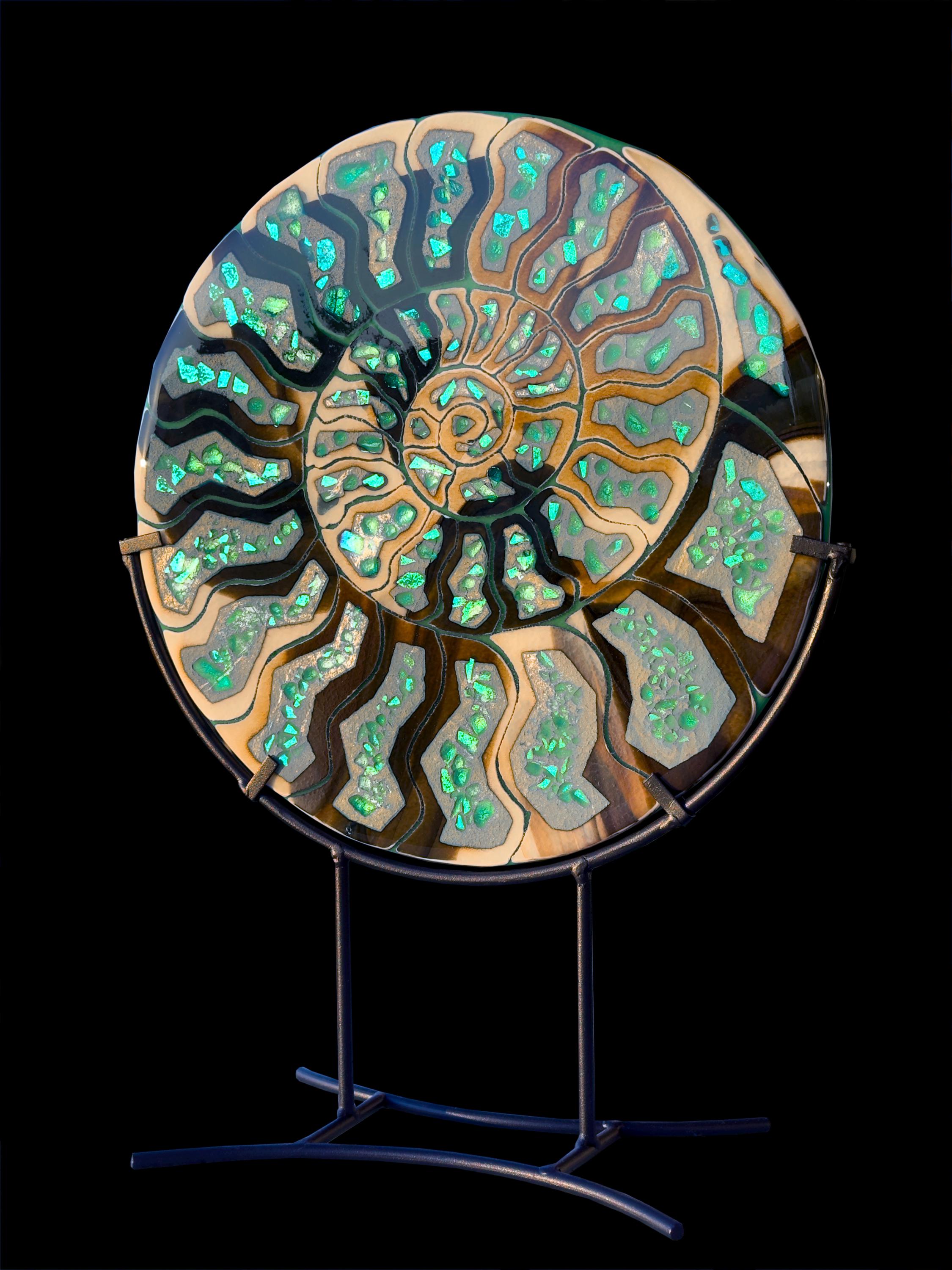 Green Glass Ammonite Art Sculpture - Etsy