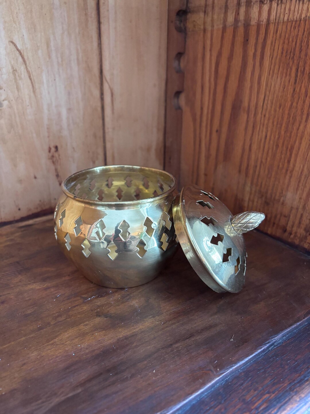 Vintage Brass Potpourri Container - Etsy