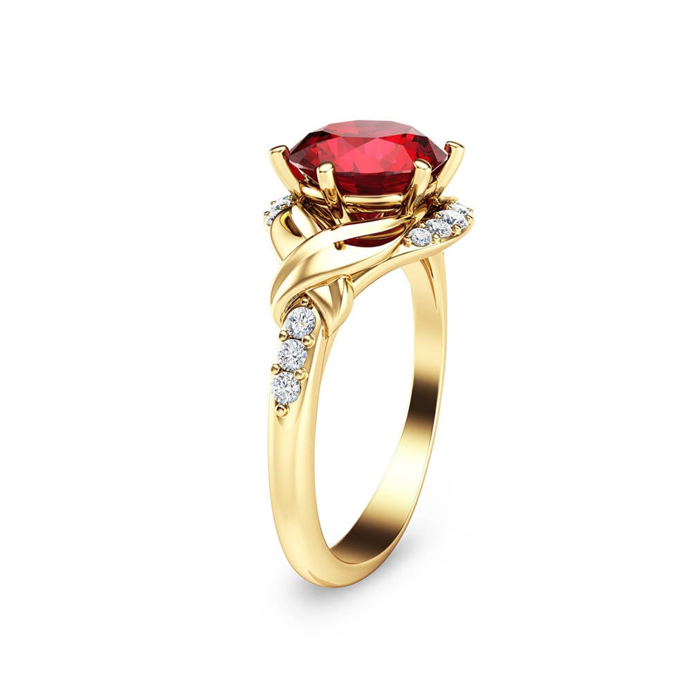Delicate 2 Carat Ruby Engagement Ring 14K Yellow Gold Classic - Etsy