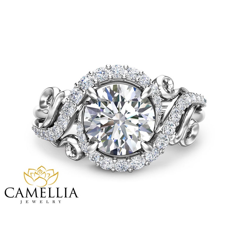 Unique Lab Created Diamond Engagement Ring Unique Rings Unique - Etsy