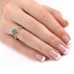 Blue Diamond Engagement Ring Two Tone Engagement Ring - Etsy