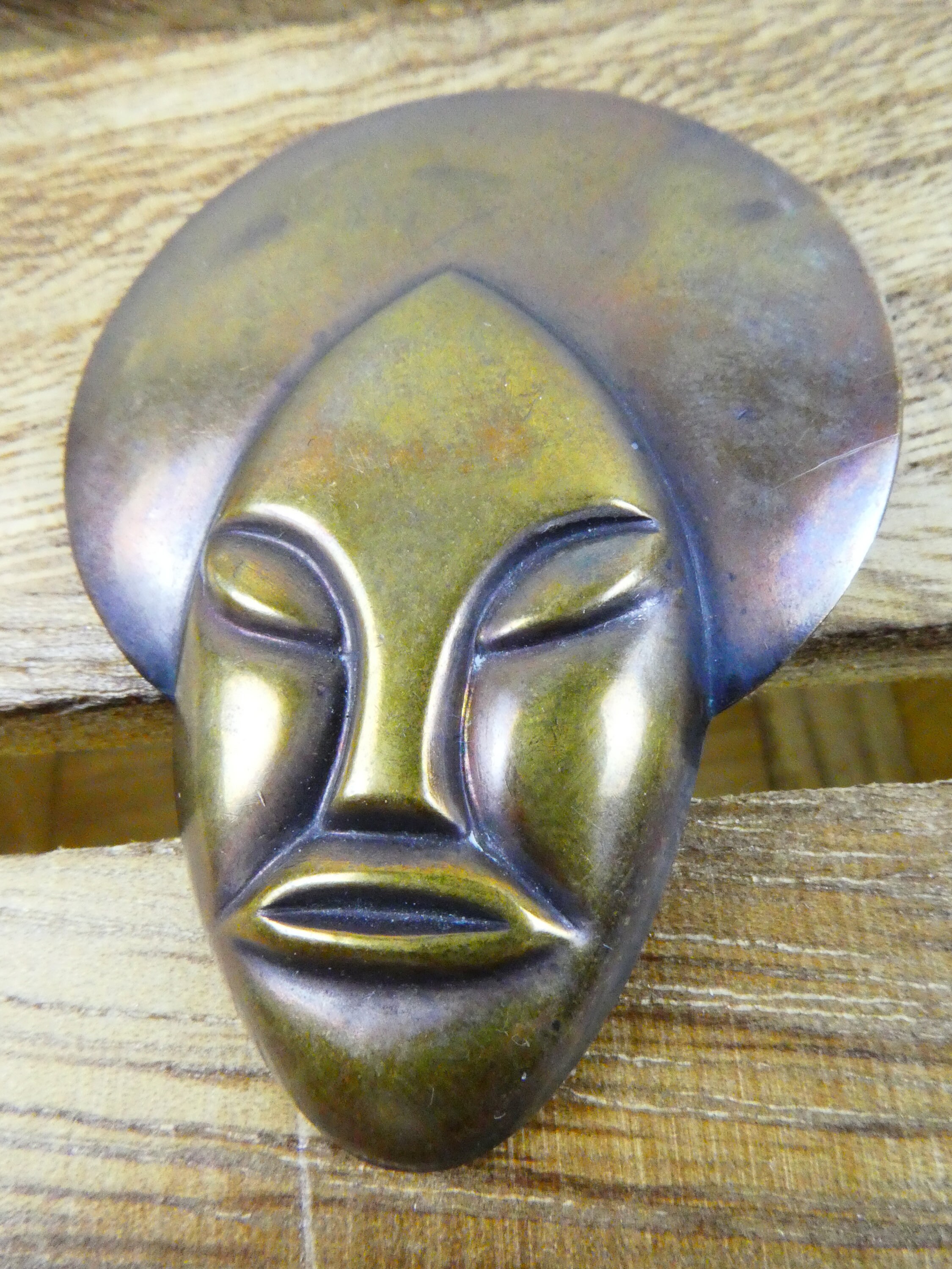 Vintage Very Unusual Brass Face Brooch. - Etsy UK