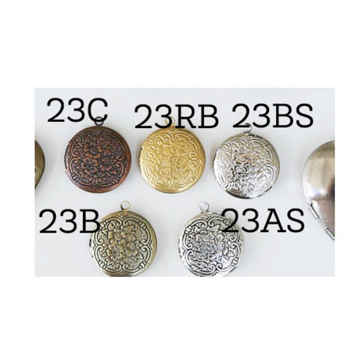 Tiny Locket Round Floral Embossed Photo Necklace Silver | Etsy