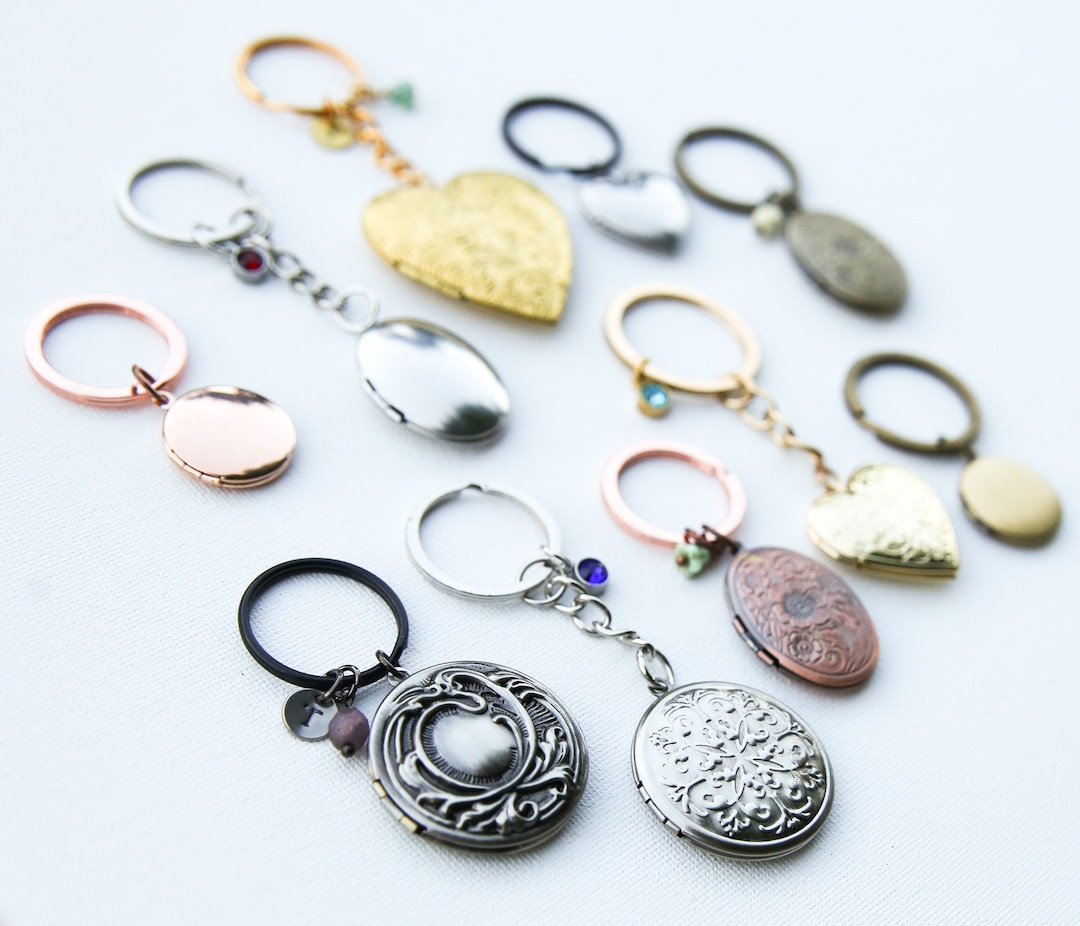 Locket Keychain WITH Photos, Gift for Mom, Floral Locket, Gift for ...