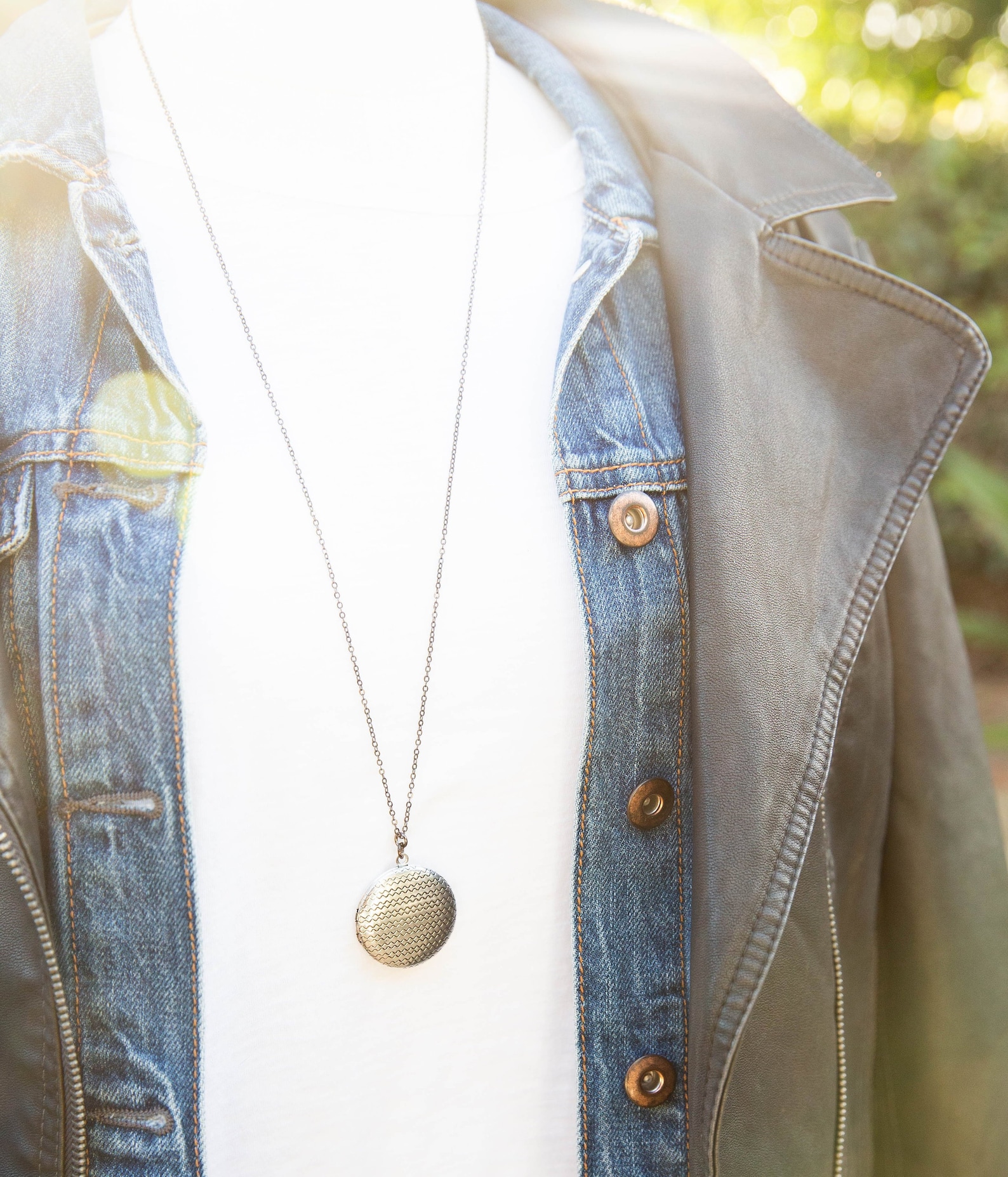 Modern Large Locket Necklace Photo Pendant Antique Silver or - Etsy