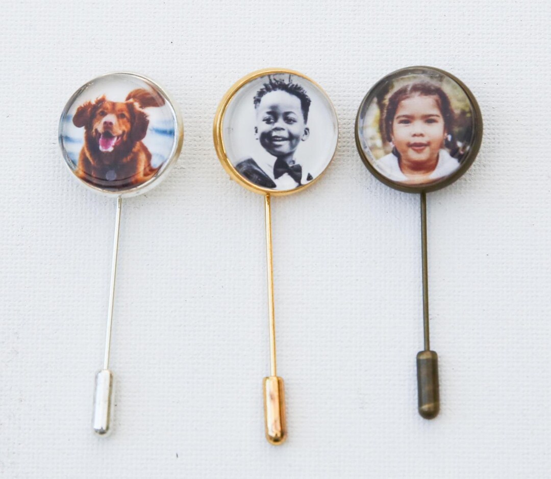 Memorial Photo Lapel Pin Boutonniere Photo Pin Photo Brooch Bridal ...