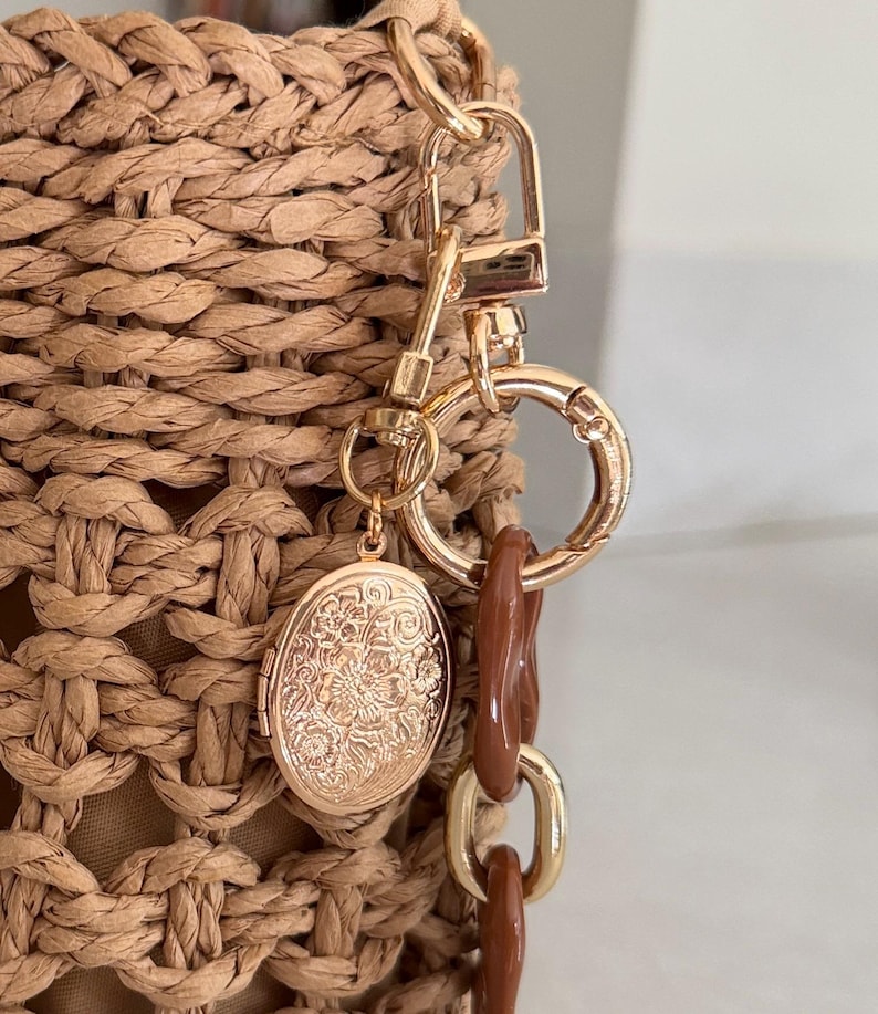 Gold Purse Charm Personalized Handbag Photo Locket Backpack Zipper Pull ...