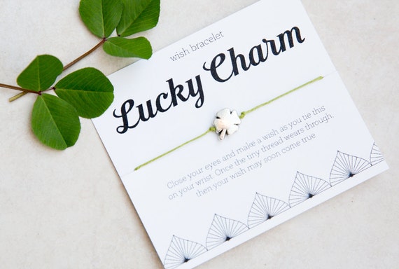 Lucky Charm Wish Bracelet Irish Luck Four Leaf Clover | Etsy