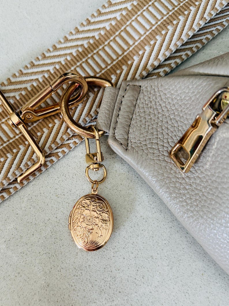 Gold Purse Charm Personalized Handbag Photo Locket Backpack Zipper Pull ...