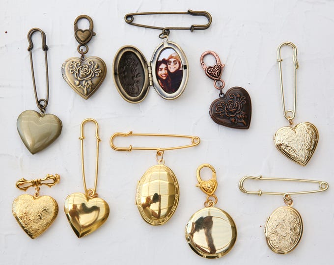 Locket Pin Bouquet Locket Boutonniere Pin Memorial Locket Wedding Photo ...