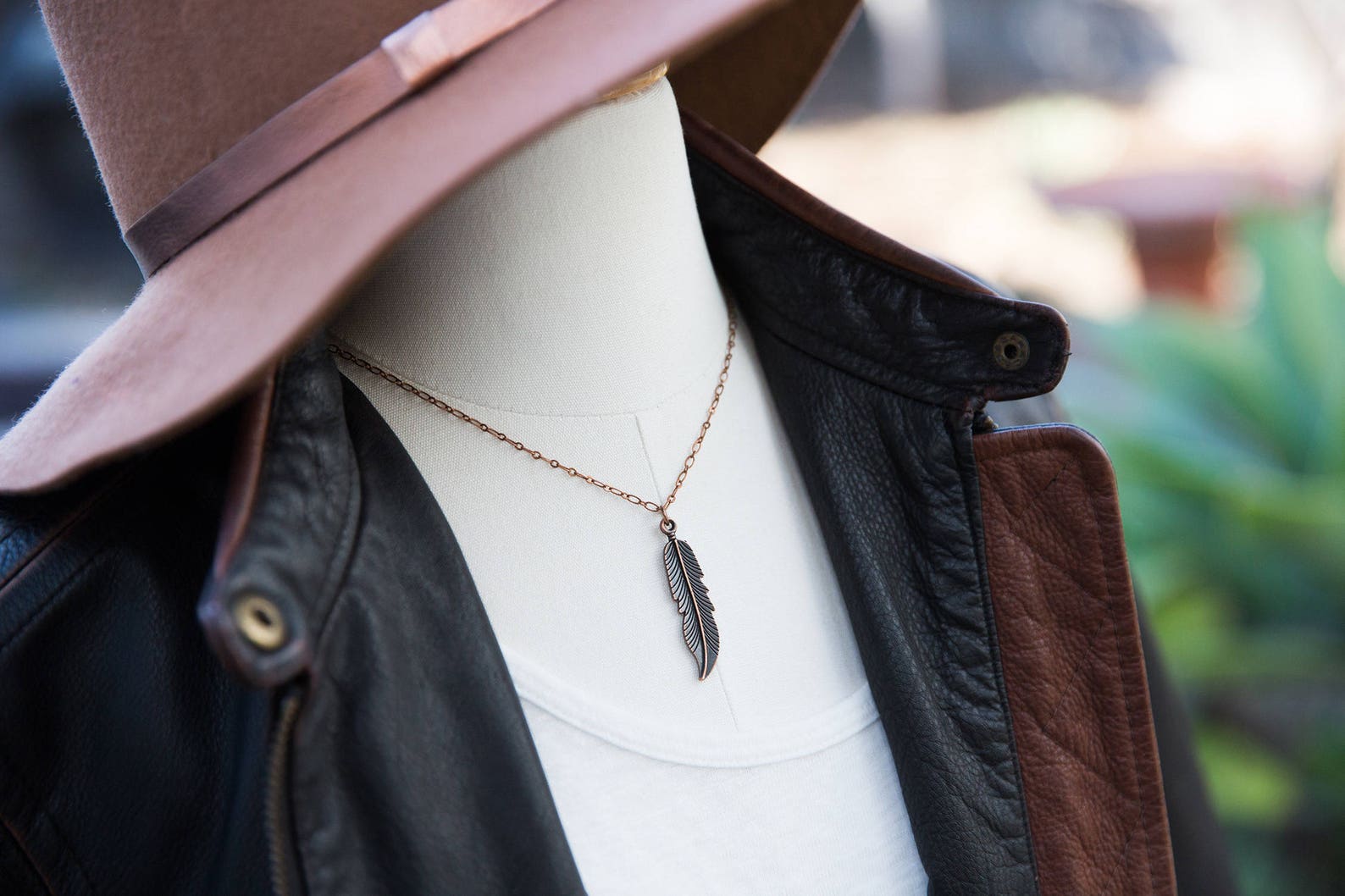 Copper Feather Necklace Feather Necklace Boho Necklace - Etsy