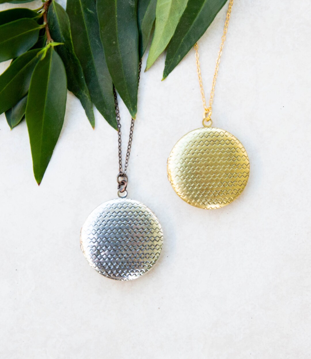 Modern Large Locket Necklace Photo Pendant Antique Silver or Antique ...