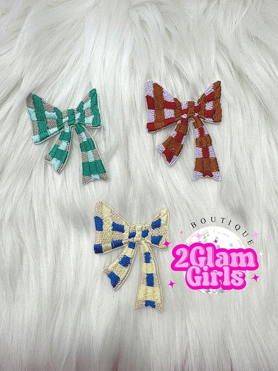 Trucker Hat Bar Bow Iron on Patches Iron on Bows Checkered Iron Bows Set Filler Patch 3 Patch ...