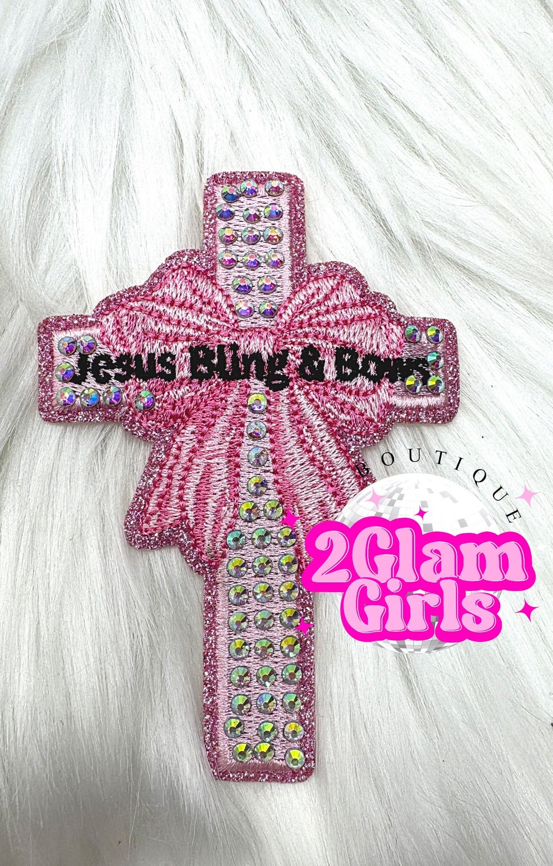 Trucker Hat Patch Bling Cross Bling Bows and Jesus Iron on Patch - Etsy