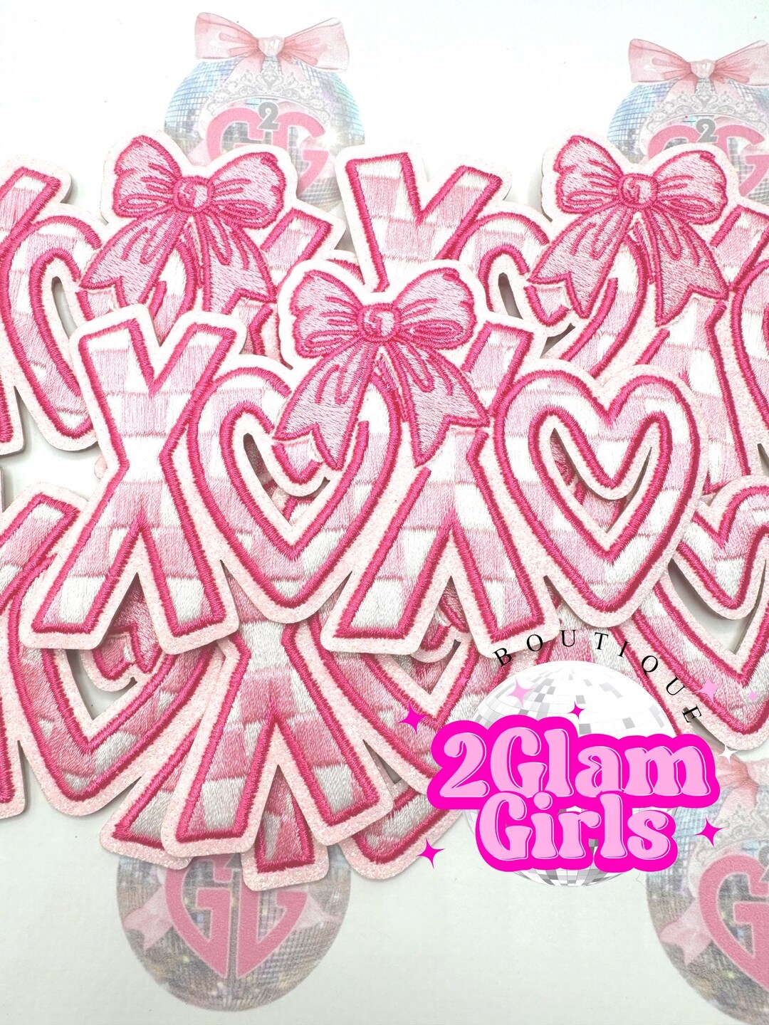Trucker Hat Patch ~ Xoxo in Pink Checkered Print ~ Xoxo Valentines Iron ...