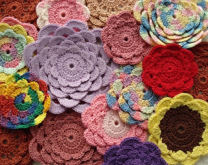 Layered Petal Crochet Flower Pattern Crocheted Flowers - Etsy