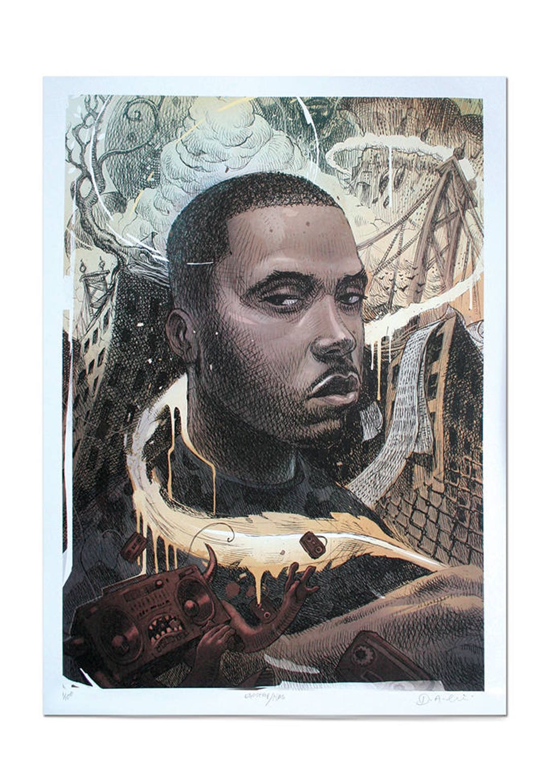 Nas A3 Lithograph Art Print Dan Lish Ego Strip Hip Hop Series - Etsy