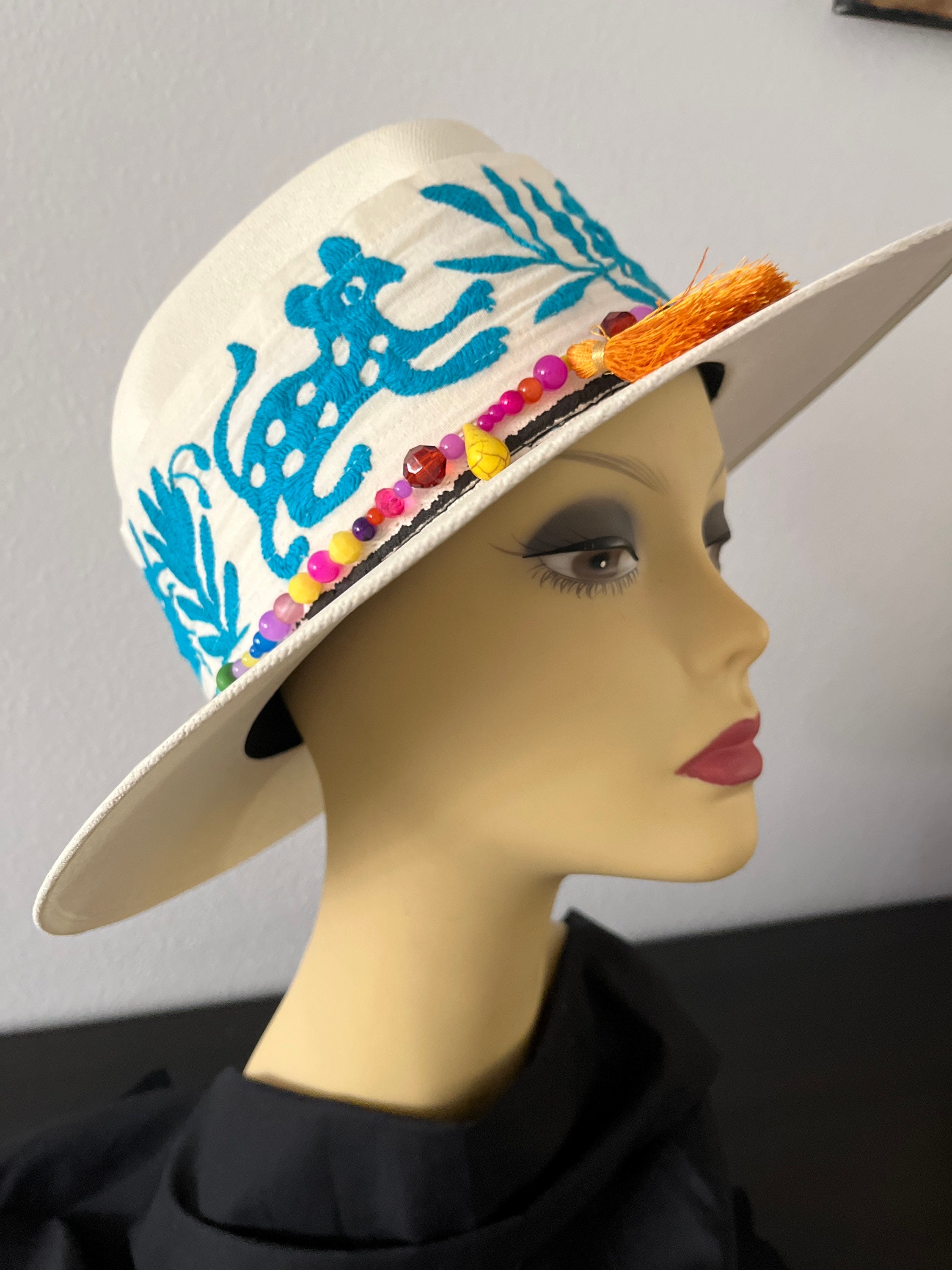 Mexican Artisan Womens Hat Embroidered. Mexican Colorful Hat With ...