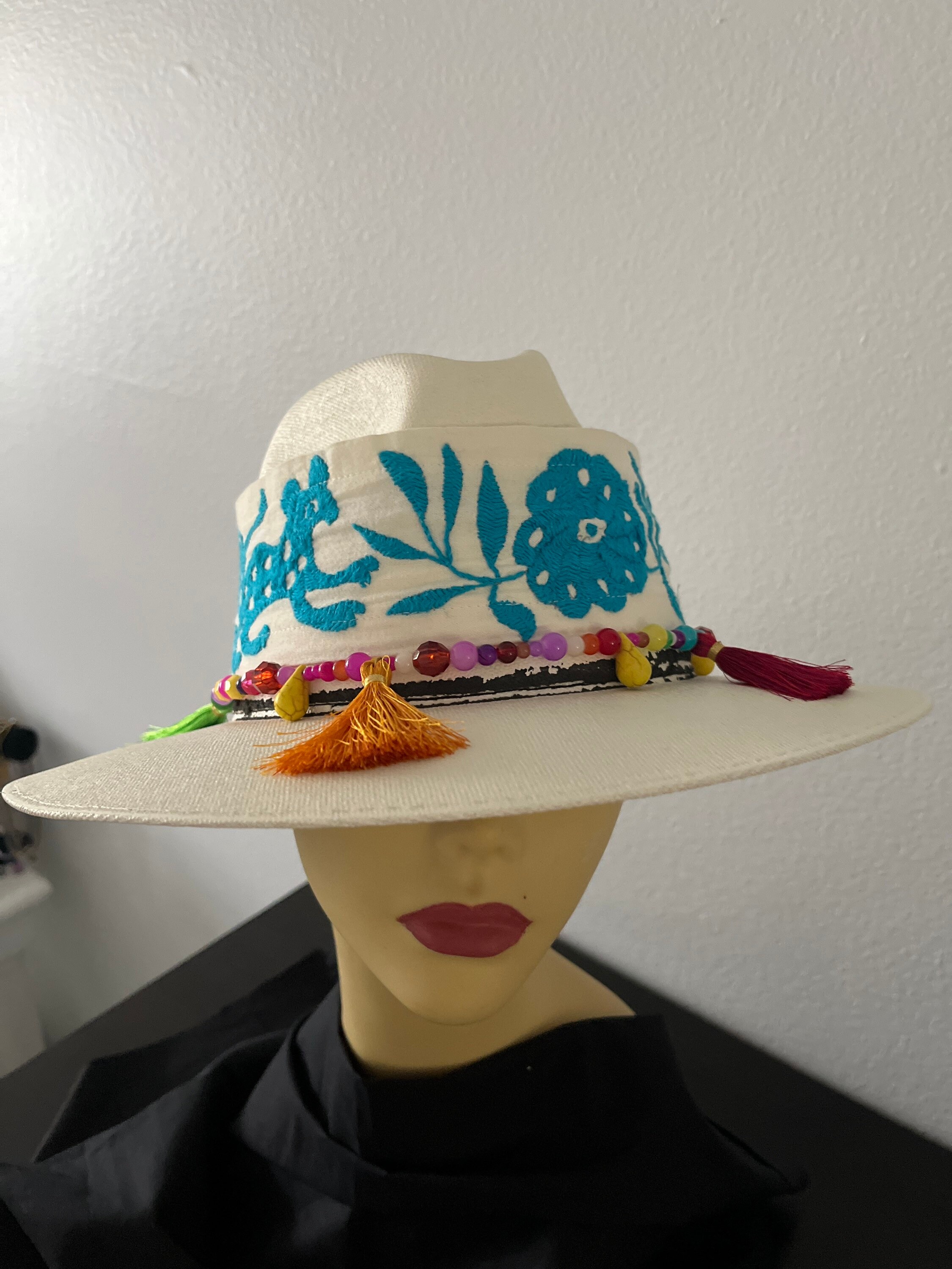 Mexican Artisan Womens Hat Embroidered. Mexican Colorful Hat With ...