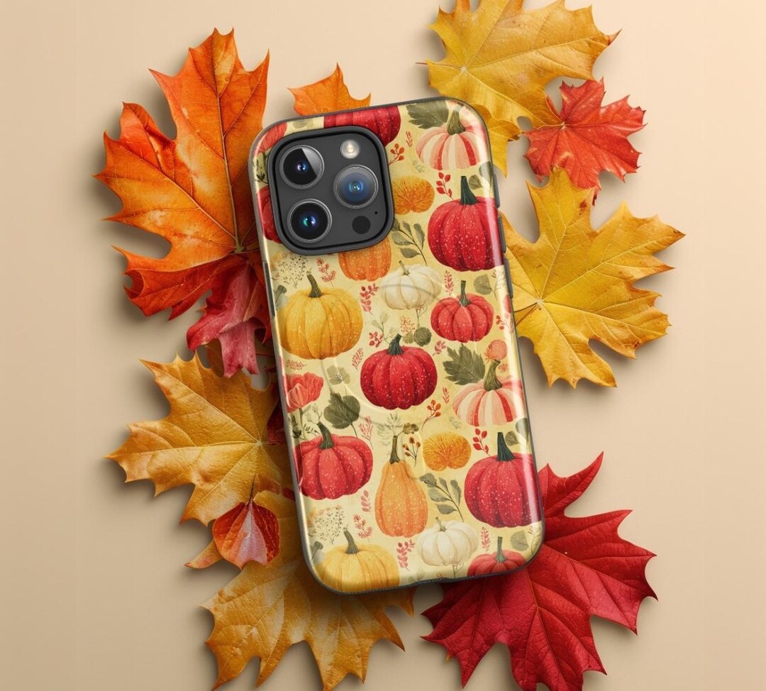 Fall Pumpkin Pattern Magsafe iPhone Case, Autumn Harvest Pumpkins Phone ...