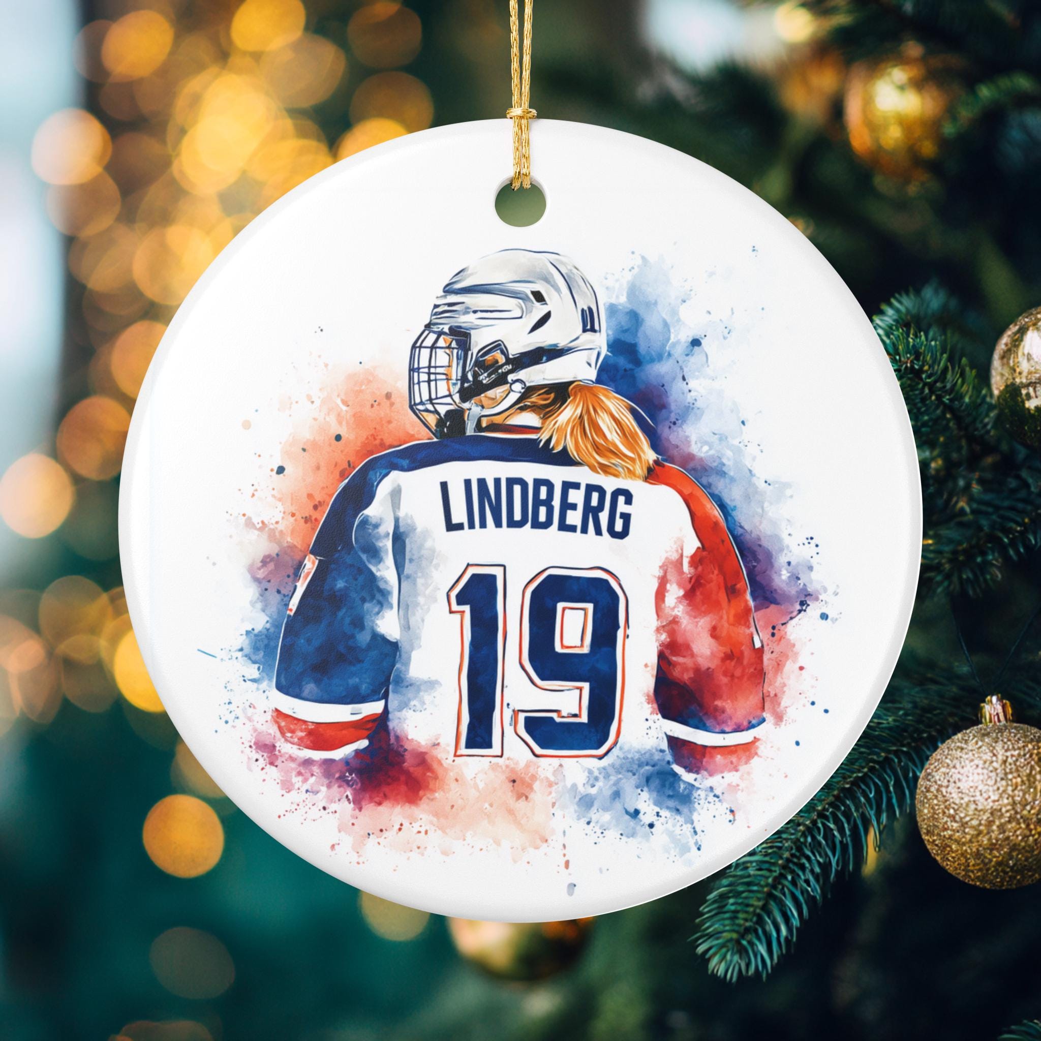 Personalized Hockey Team Watercolor Ornaments, Custom Goalie and Player ...