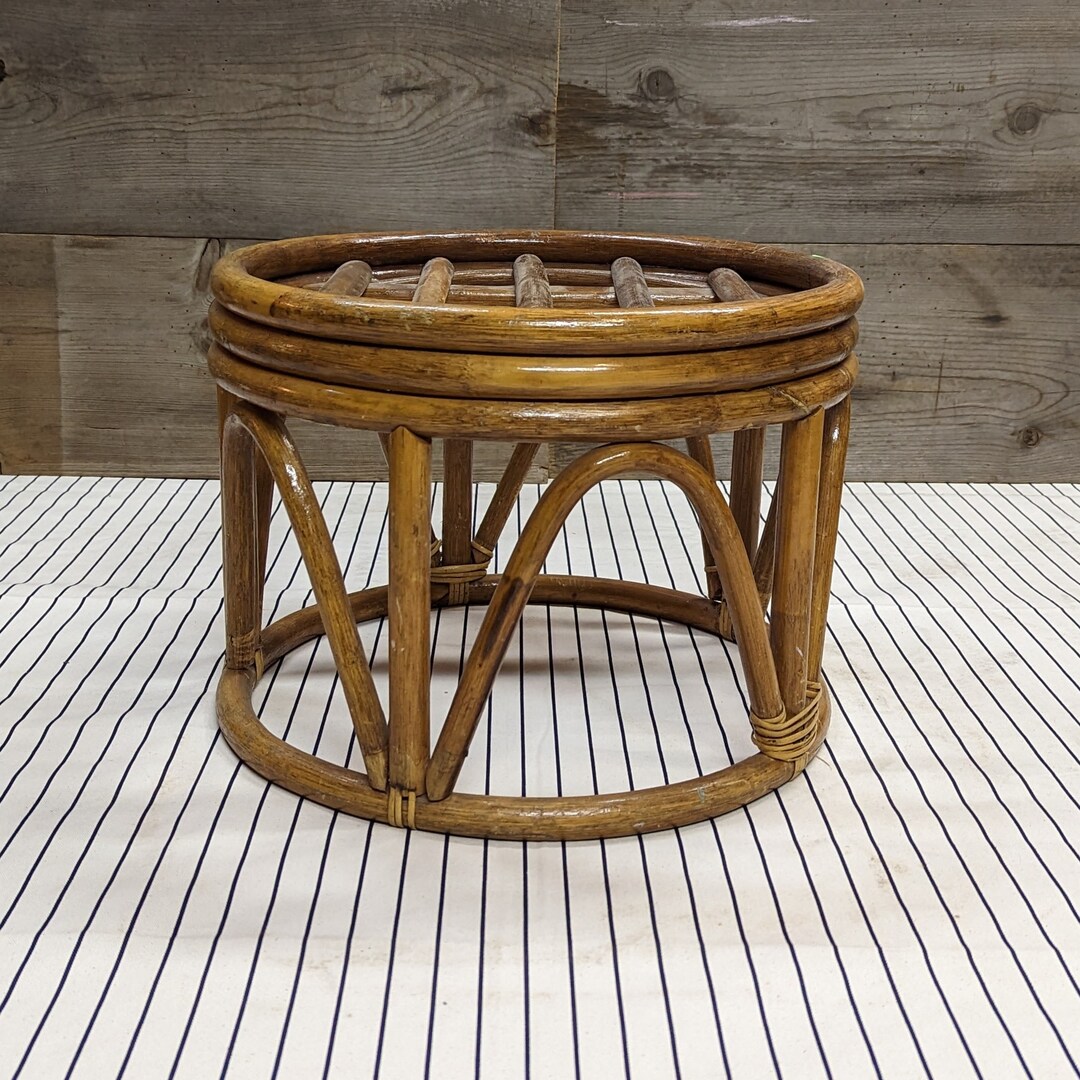 Bamboo Ottoman Bent Bamboo Bentwood Boho Ottoman Foot Stool Side Table ...