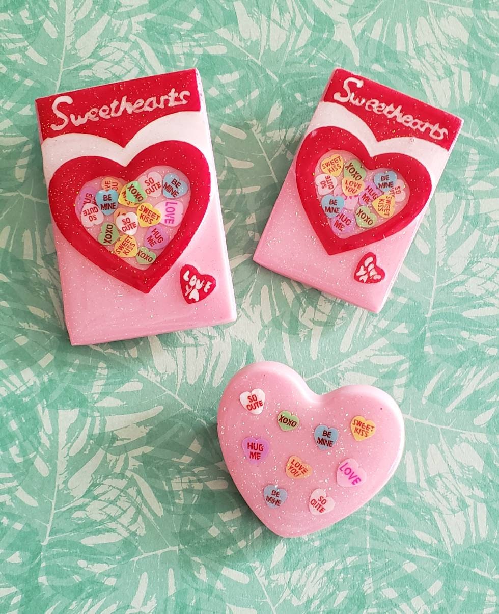 Valentine Conversation Hearts Candy Box Brooch | Etsy
