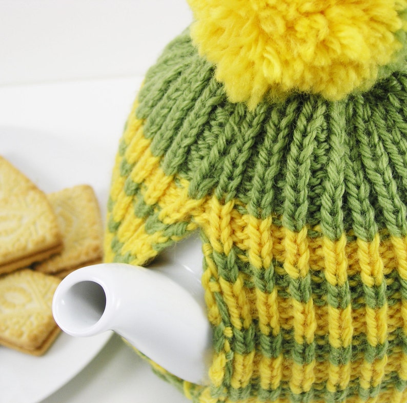 Stripe Rib Knit Tea Cosy Downloadable Knitting Pattern - Etsy